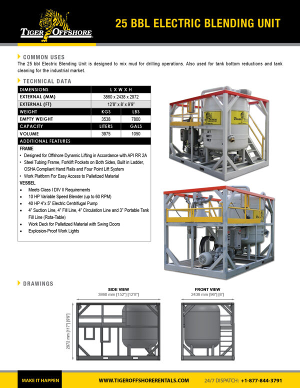 25 bbl Electric Blending Unit - Tiger Offshore Rentals