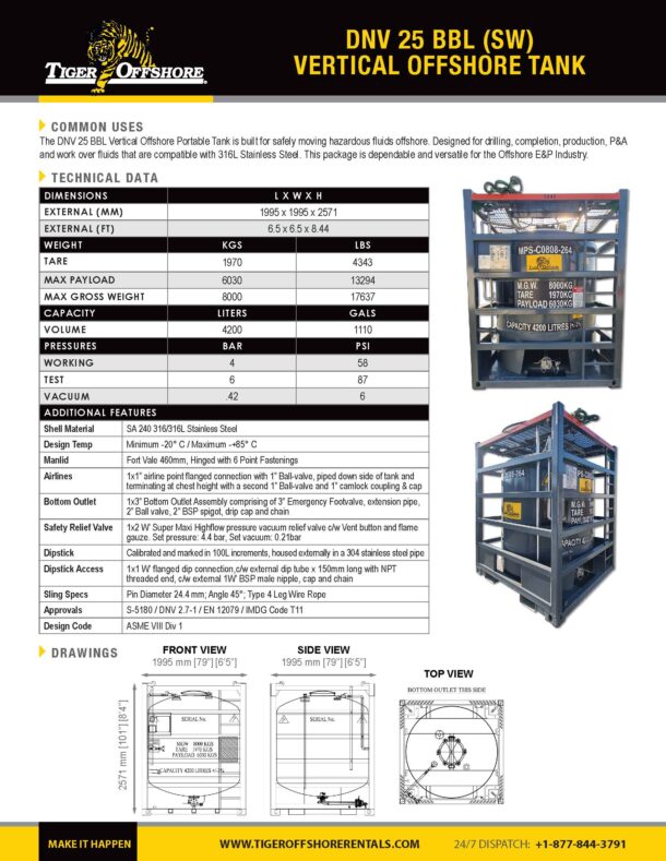 Tank Strapping Charts - Tiger Offshore Rentals