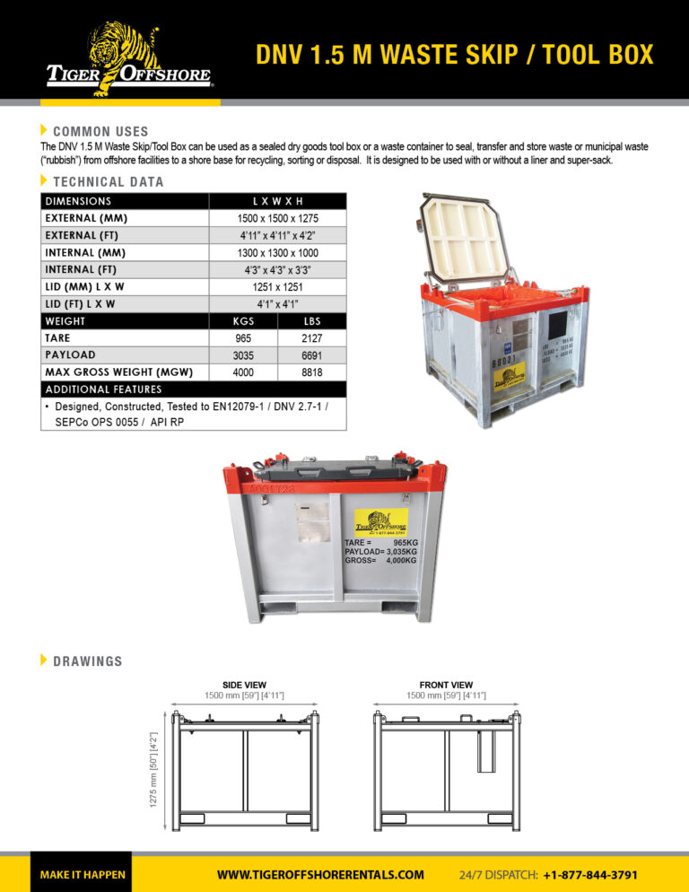 Waste Skips - Specification Sheets - Tiger Offshore Rentals
