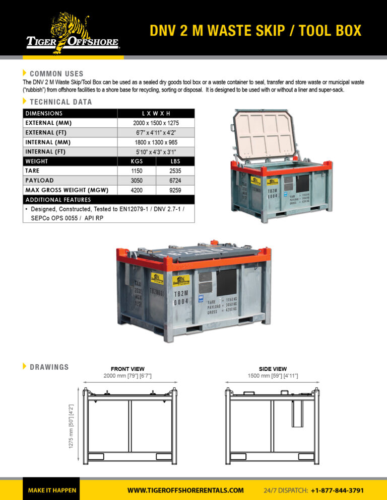 Waste Skips - Specification Sheets - Tiger Offshore Rentals