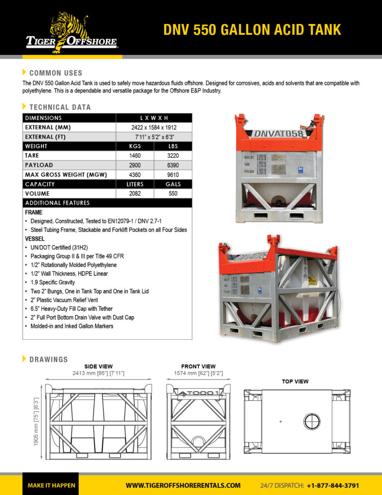 Fluid Tanks - Specification Sheets - Tiger Offshore Rentals