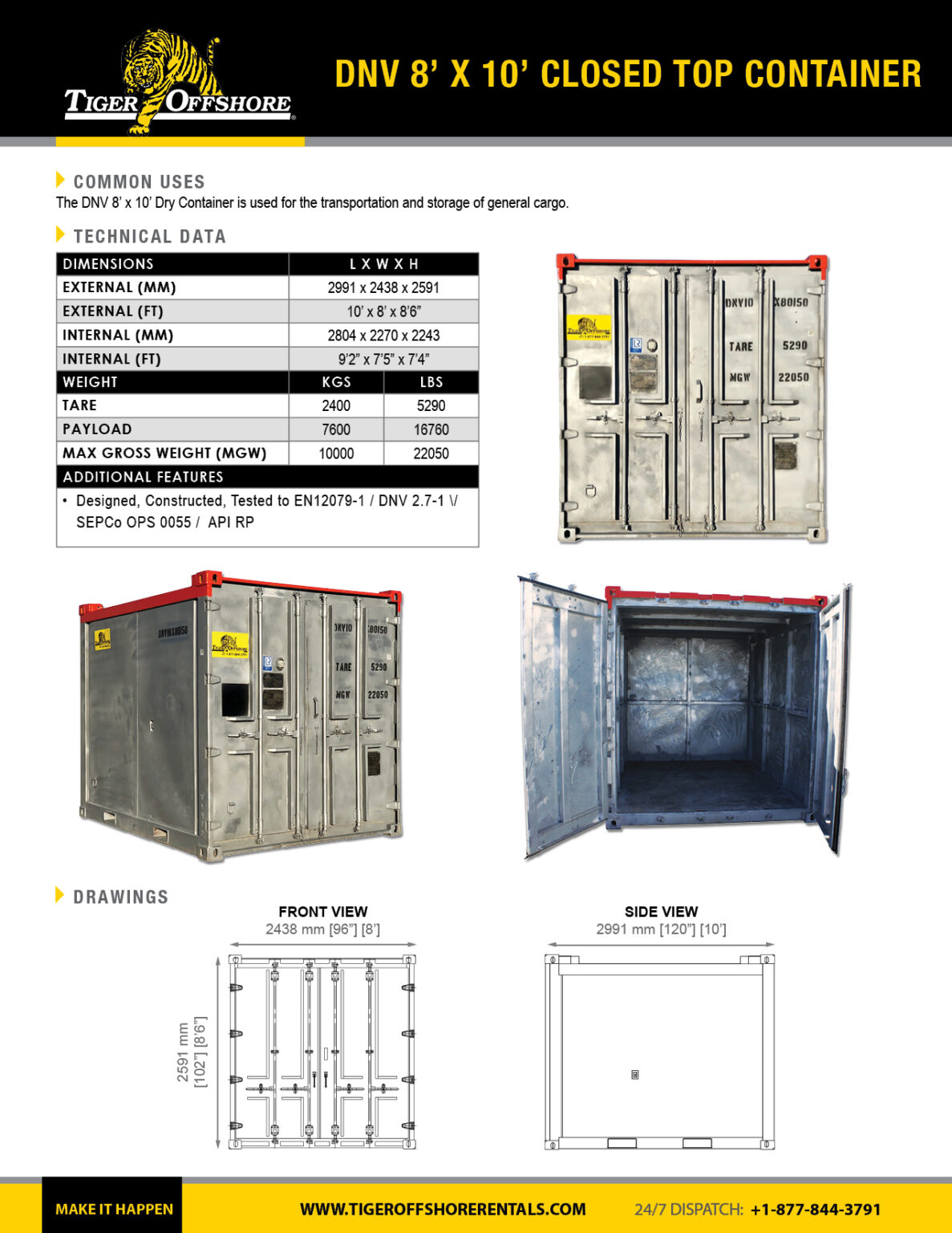 Containers - Specification Sheets - Tiger Offshore Rentals