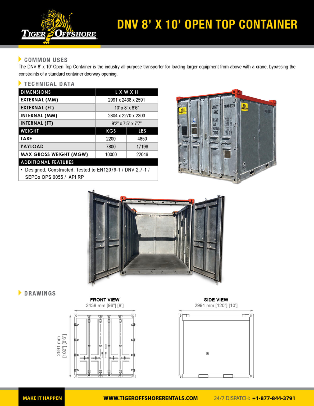 Containers - Specification Sheets - Tiger Offshore Rentals