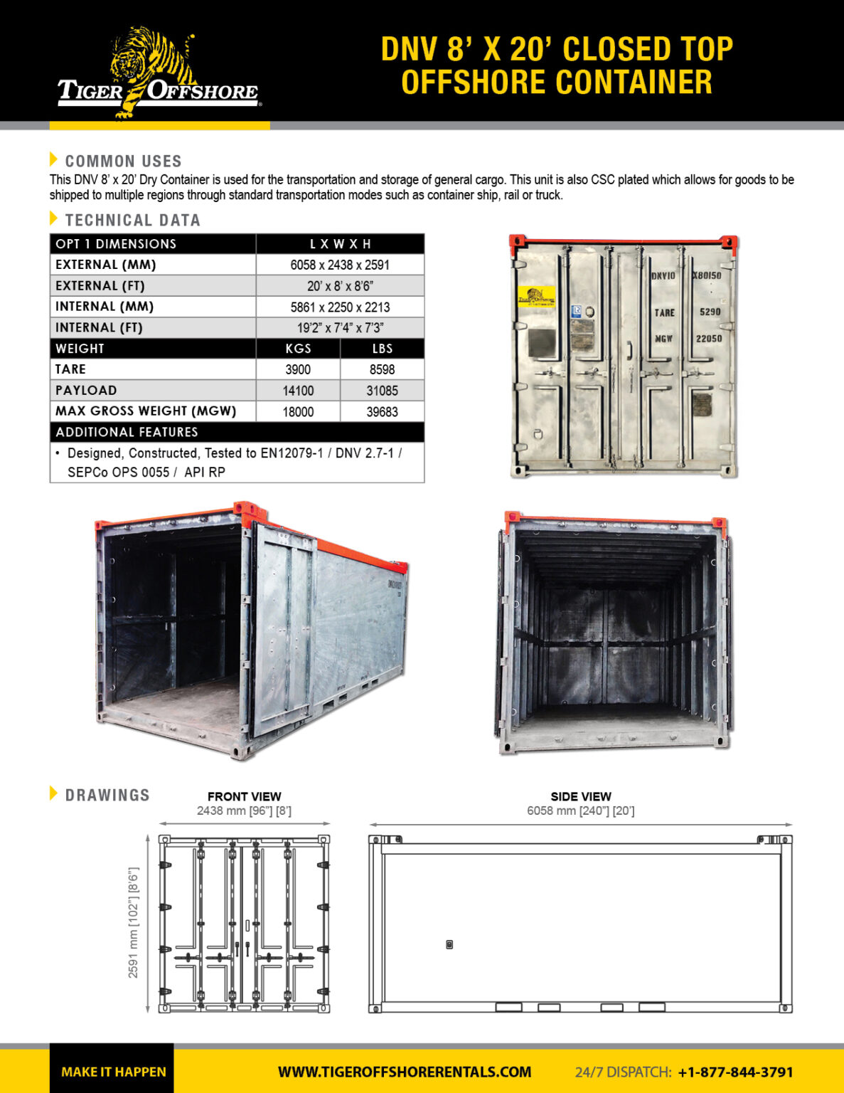Containers - Specification Sheets - Tiger Offshore Rentals