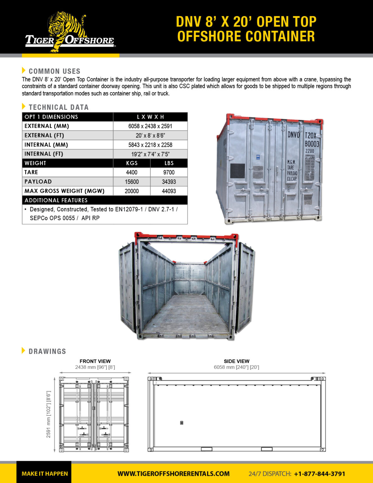 Containers - Specification Sheets - Tiger Offshore Rentals