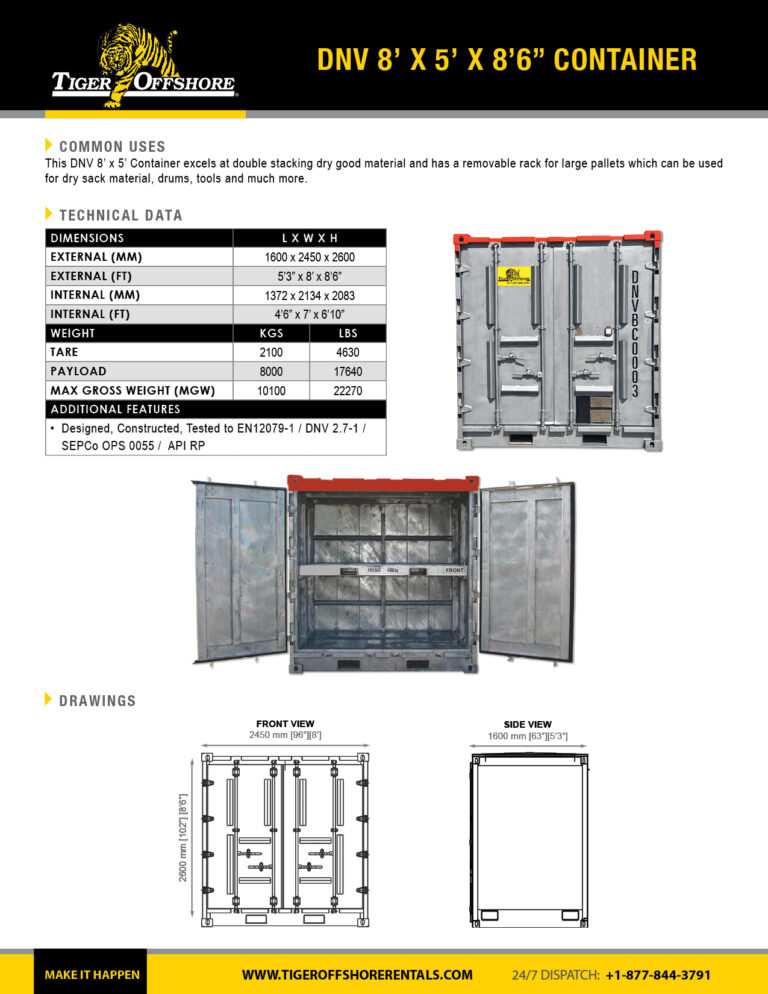Containers - Specification Sheets - Tiger Offshore Rentals