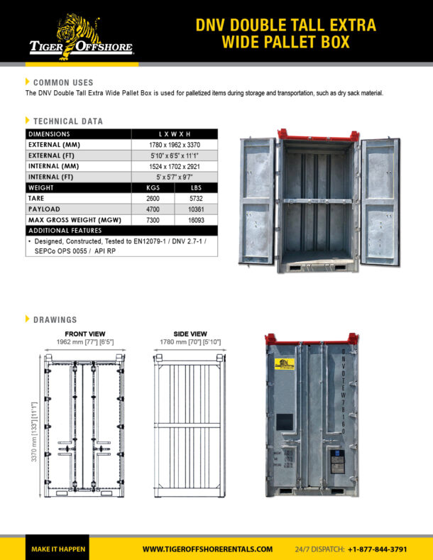DNV Double Tall Extra Wide Pallet Box - Tiger Offshore Rentals