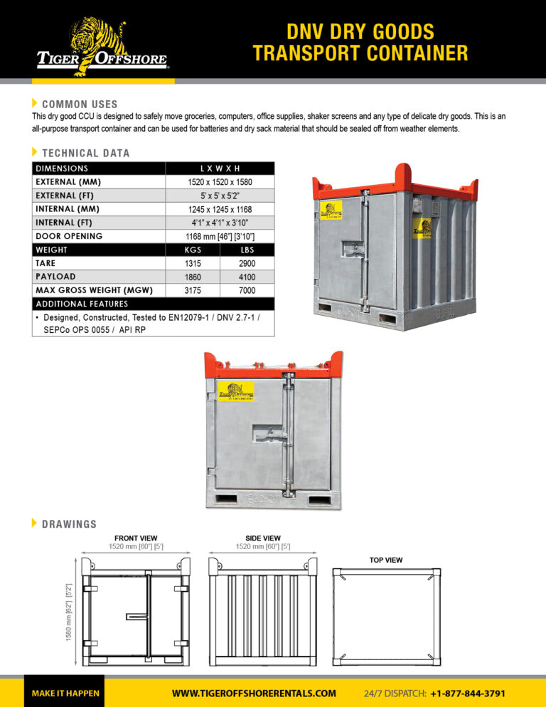 Containers - Specification Sheets - Tiger Offshore Rentals