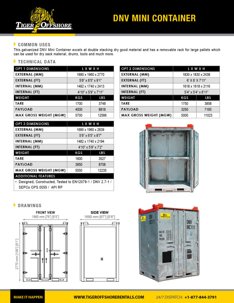 Containers - Specification Sheets - Tiger Offshore Rentals