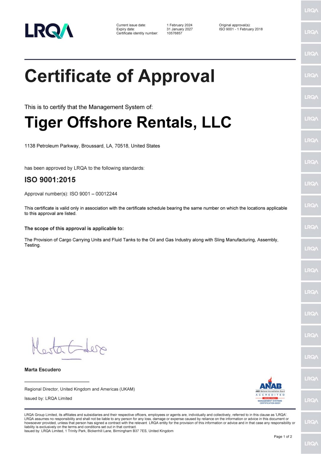 Broussard - Tiger Offshore Rentals