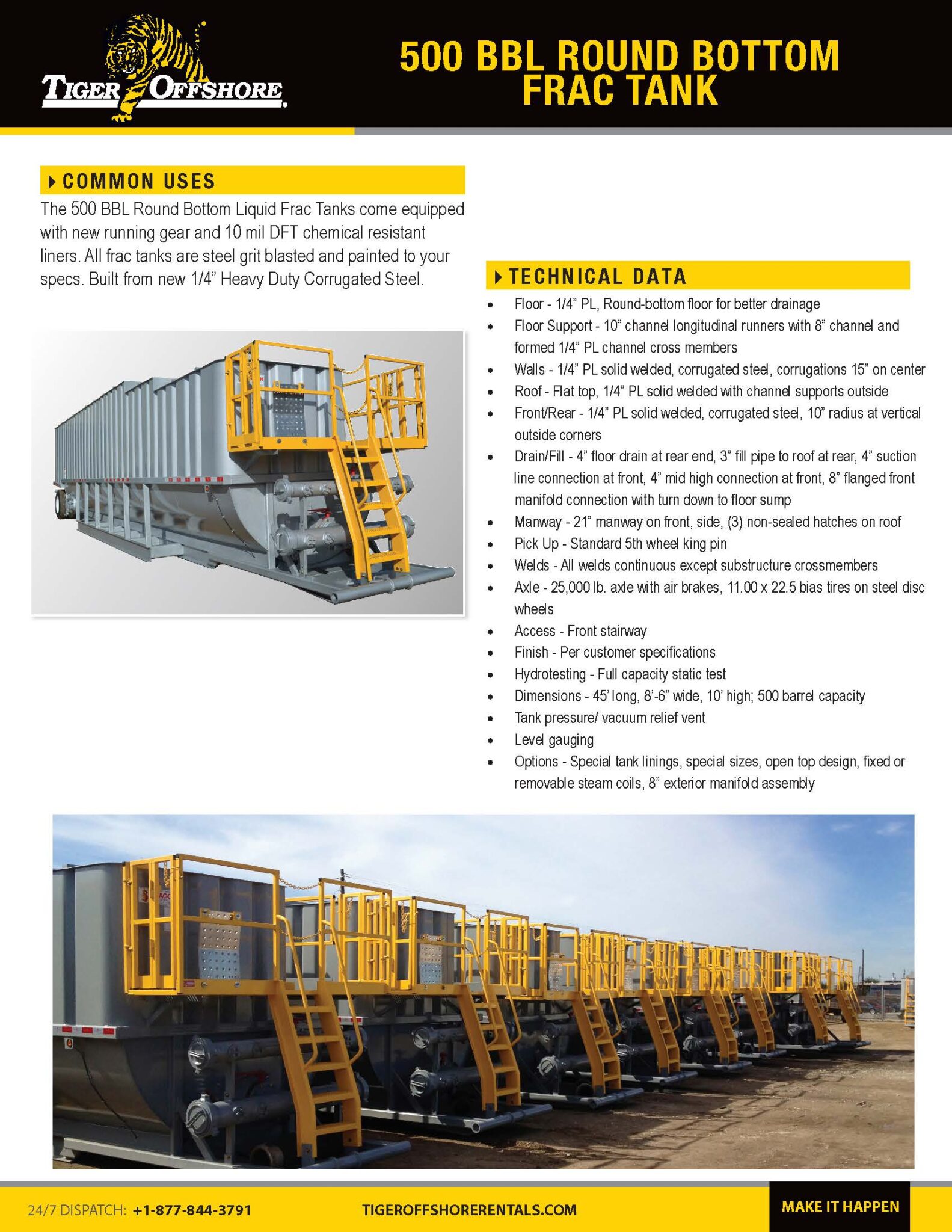 500 bbl Round Bottom Fluid Storage Tanks - Tiger Offshore Rentals